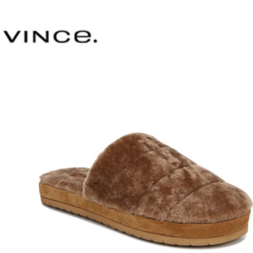 Vince Loni Shearling Lamb Fur House Slippers - Gem